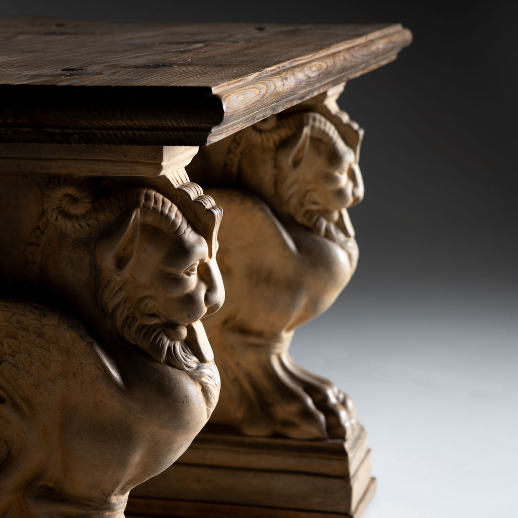 Bench with terracotta legs by Dini e Cellai Signa, Italy early 20th ce ...